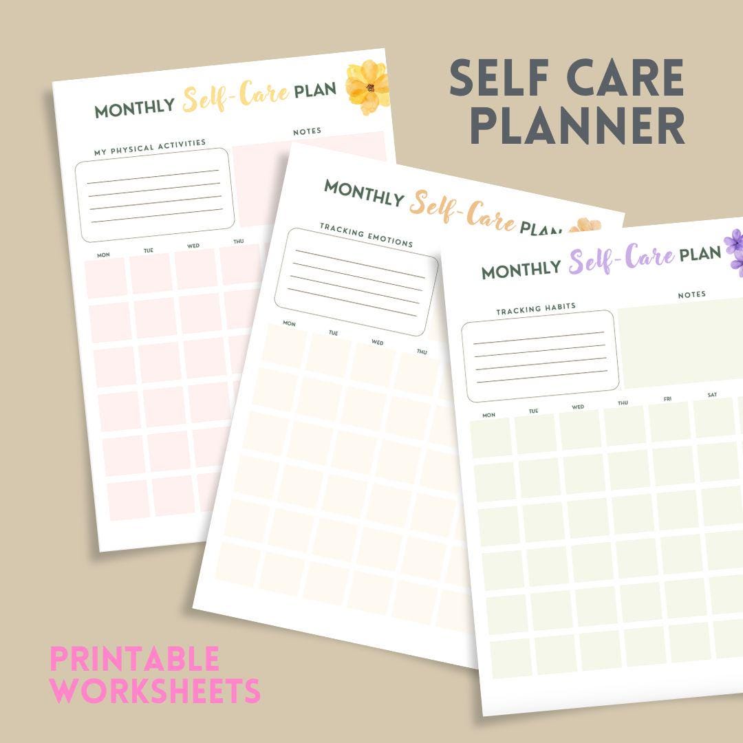 Self Care Worksheet Digital Download - Printable Self-care Planner ...