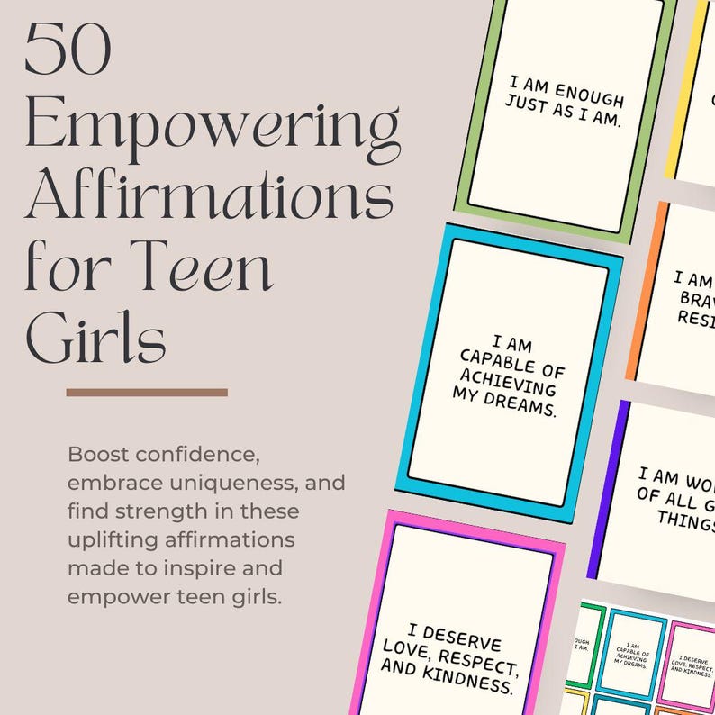 50 Empowering Affirmations for Teen Girls - Digital Printable ...