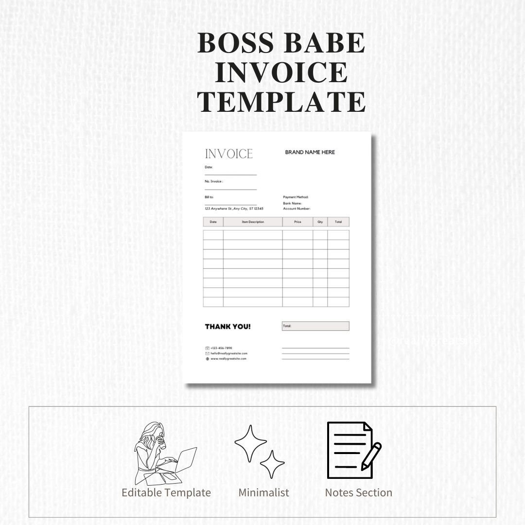 Modern Professional Invoice Canva Template | Editable Digital Download ...