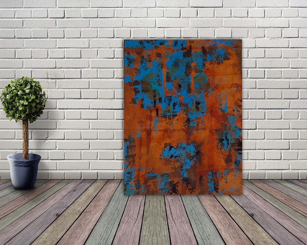 Original blue Oxidation Ii Acrylic Modern Picture 95 X 125 Cm Structure ...