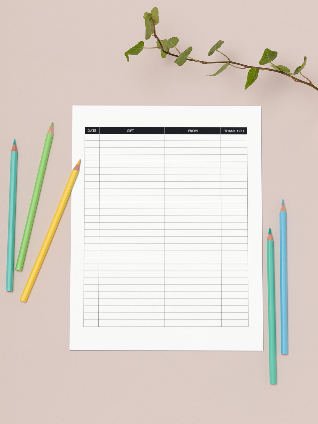 Gift Log Printable Sheet | High Resolution JPG File 8.5" X 11 ...