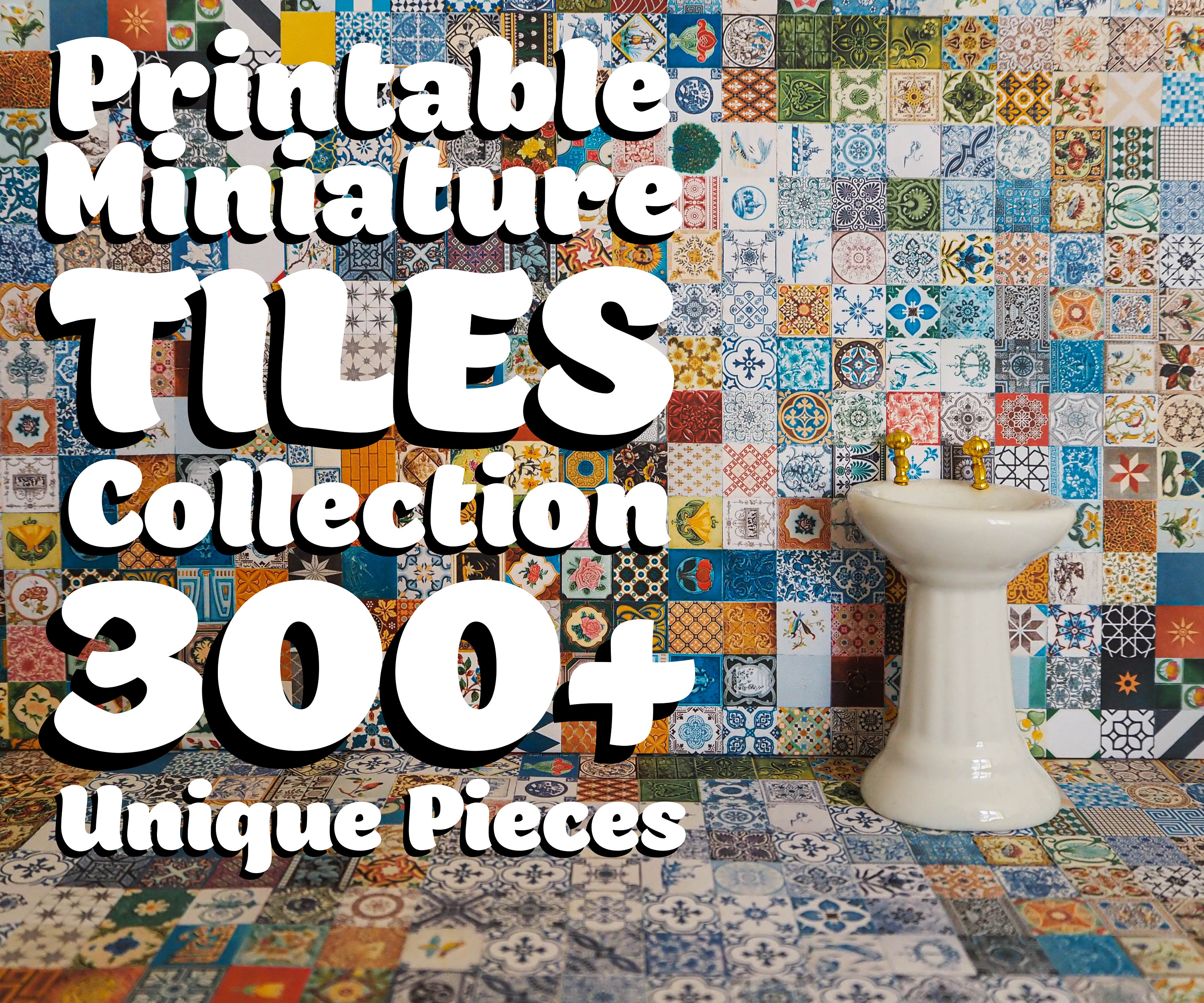 300 Unique Printable Miniature Tiles for Bathroom, Kitchen, Wall ...