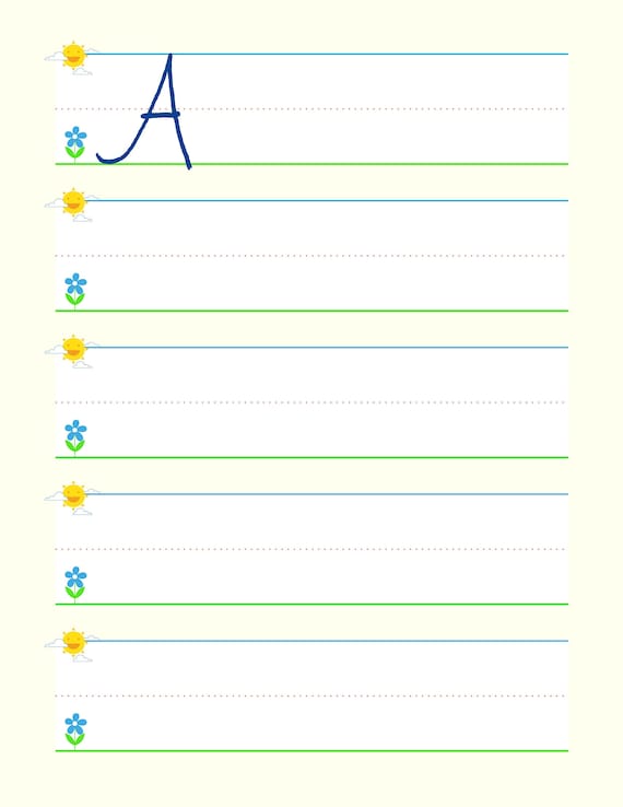 Printable Preschool Writing Practice Paper 1.5 Lining - Etsy