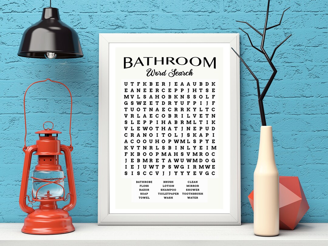 Printable Bathroom Word Search | 17 Most Common Frame Sizes | PDF ...
