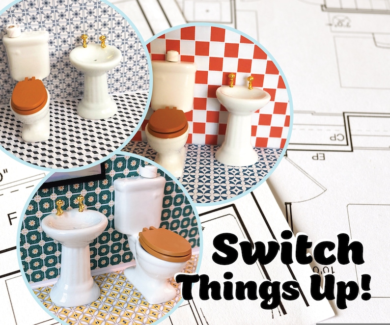 300 Unique Printable Miniature Tiles for Bathroom, Kitchen, Wall ...