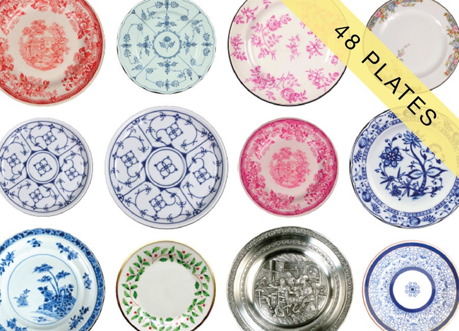 48 Printable Miniature Plates 1:12 48 Plates Instant - Etsy