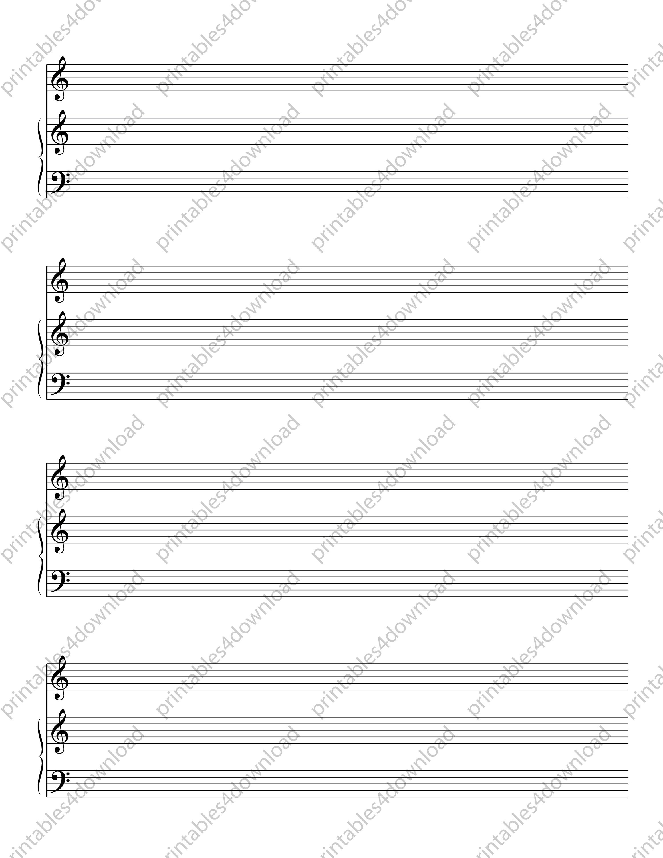 Blank Sheet Music for Piano Printable Pack | 10 Templates | 8.5" X 11 ...