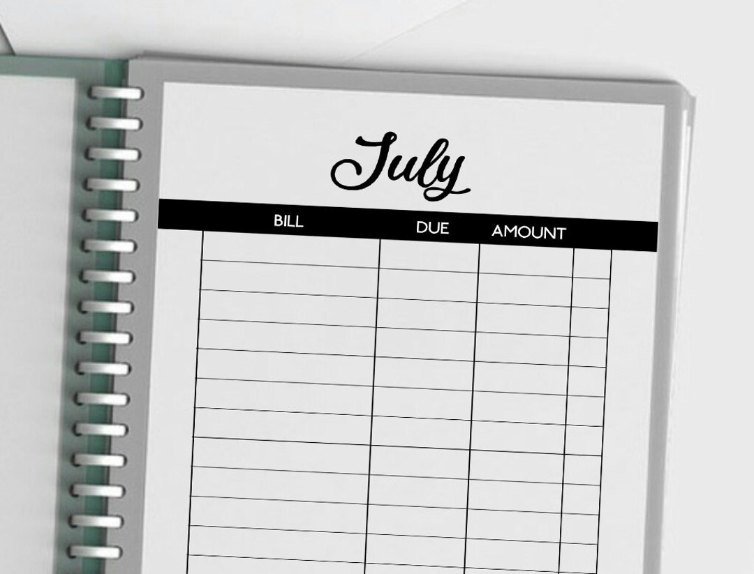 Monthly Bill Tracker Printable | Planner Inserts | Half Letter Format ...