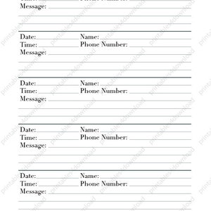 Phone Call Log Printable Sheet | High Resolution JPG File 8.5" X 11 ...