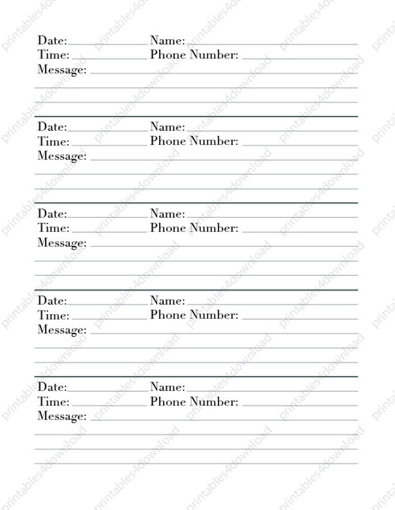 Phone Call Log Printable Sheet | High Resolution JPG File 8.5" X 11 ...