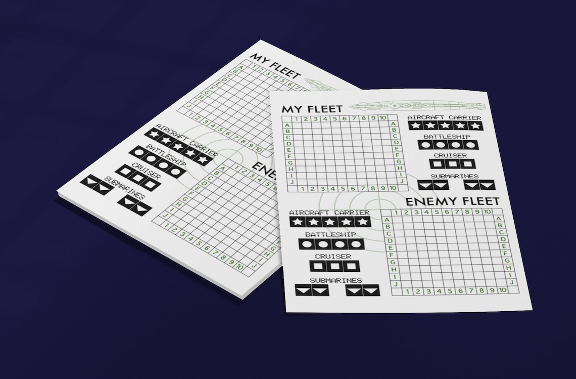 Battleship Game Printable Sheet | High Resolution JPG File 8.5" X 11 ...