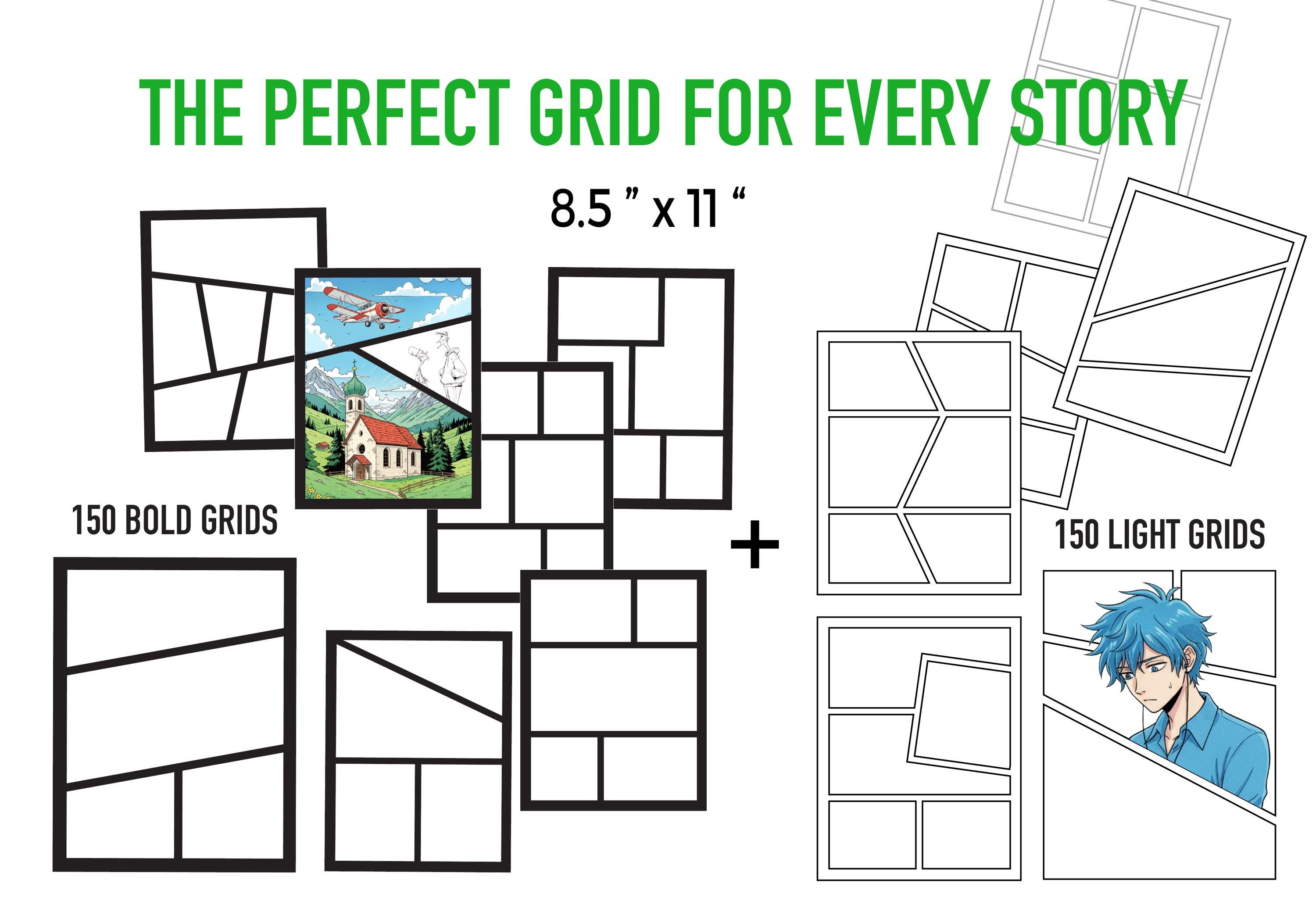 Printable DIY Comic Grids | 150 Different Templates | PDF Format | 8.5 ...