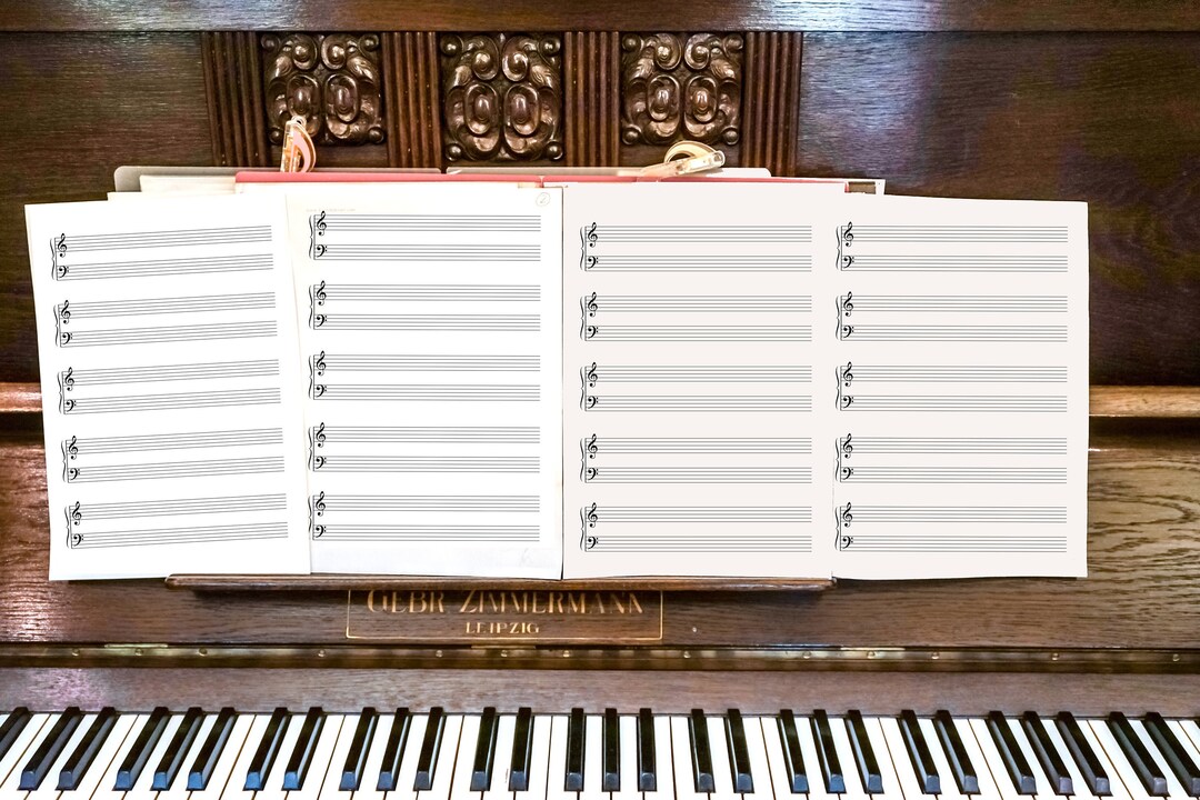 Blank Sheet Music Staff Paper Printable Sheet for Piano | 5 Double ...