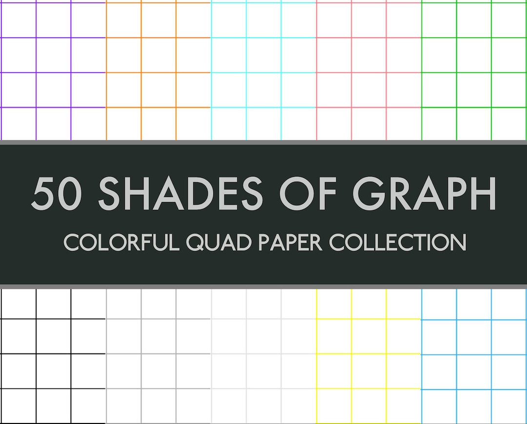 50 X Colorful Quad Graph Printable Paper 1/4" | High Resolution PDF ...