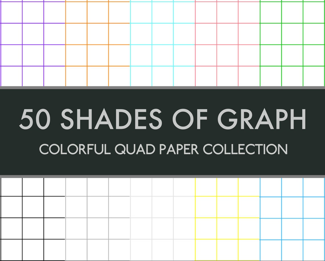 50 X Colorful Quad Graph Printable Paper 1/4" | High Resolution PDF ...