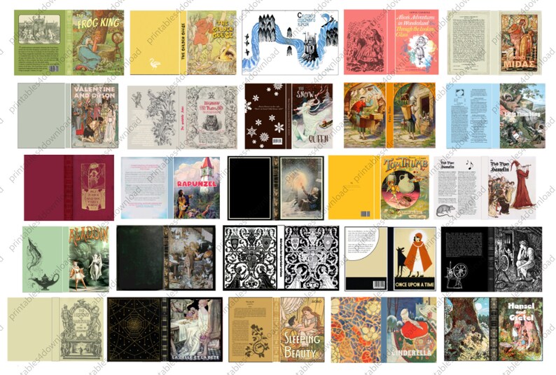 25 Printable Miniature Vintage Fairy Tale Book Covers 1:12 | 25 Covers ...