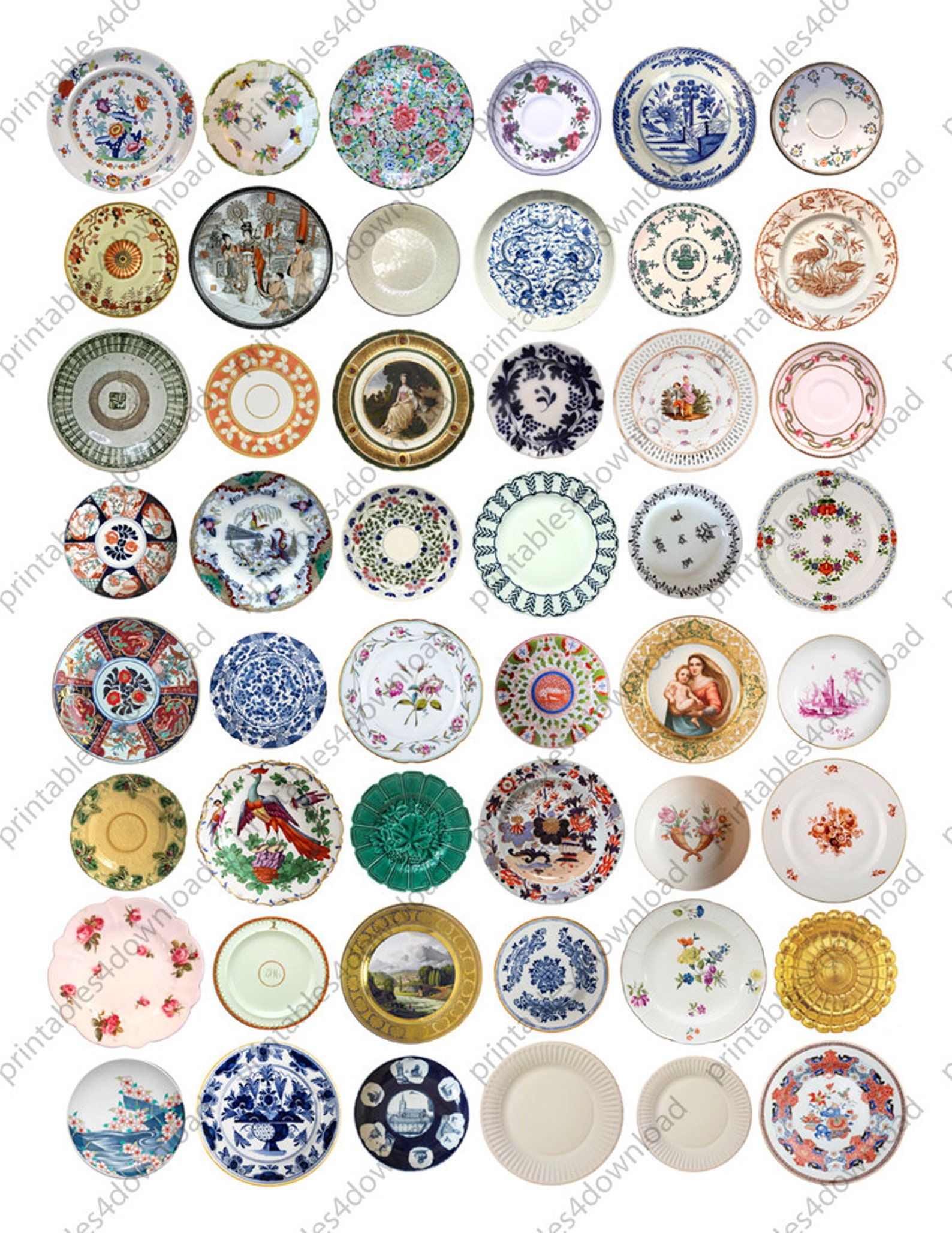 100 Printable Miniature Plates 1:12 | 100 Antique Vintage Plates ...