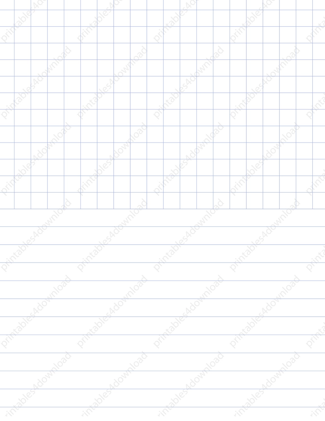 Half Graph Half Lined Printable Sheet | High Resolution JPG File 8.5" X ...