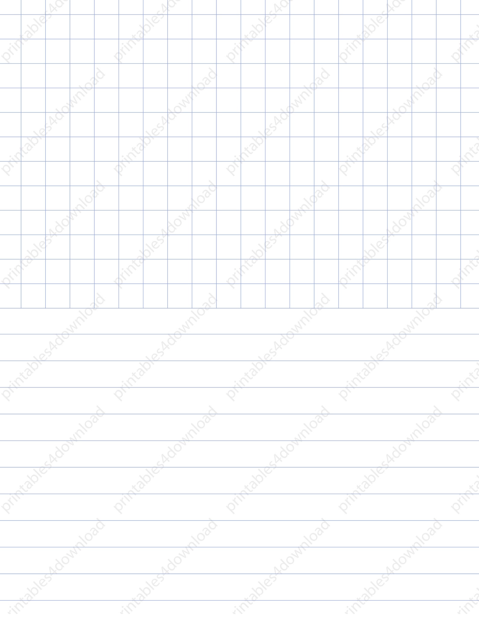 Half Graph Half Lined Printable Sheet | High Resolution JPG File 8.5" X ...