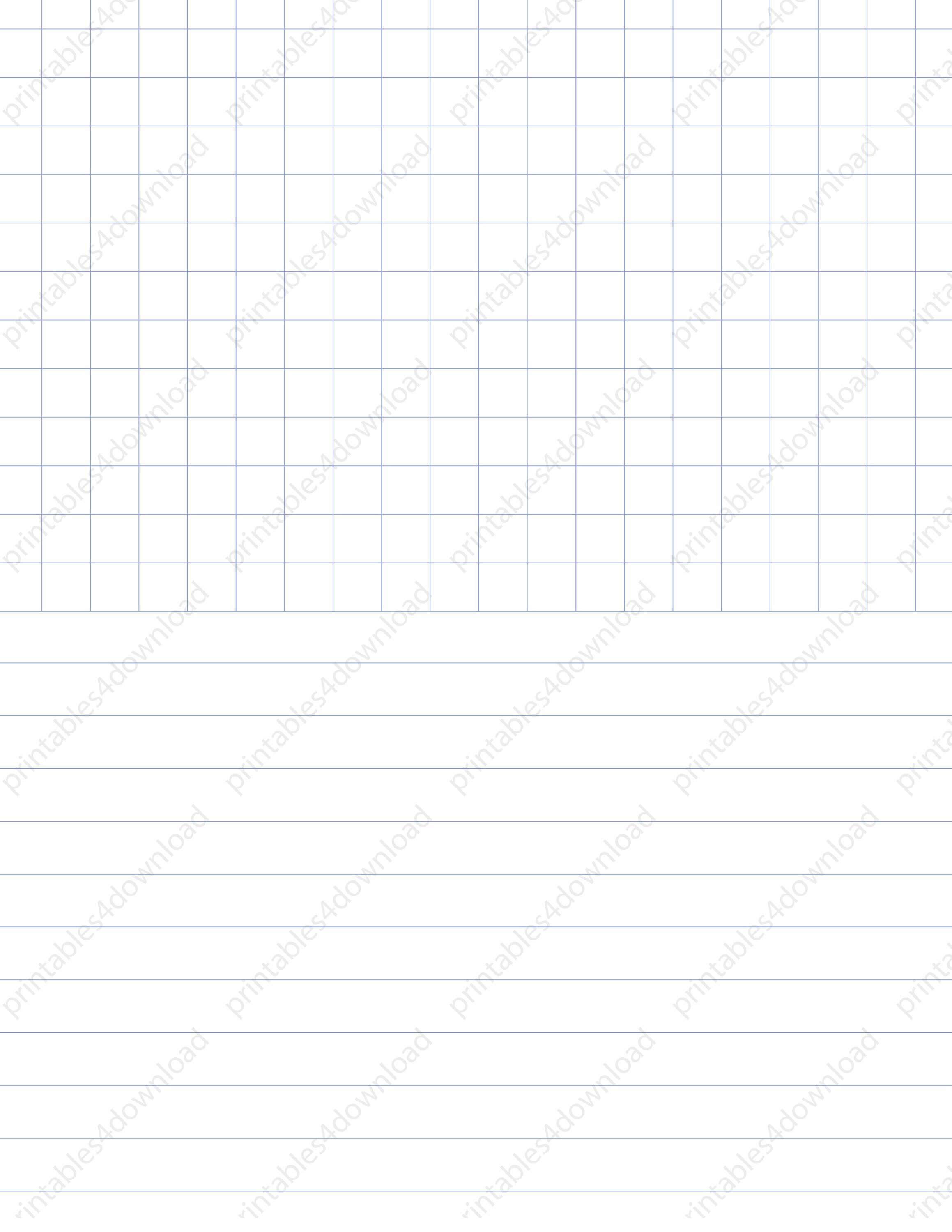Half Graph Half Lined Printable Sheet | High Resolution JPG File 8.5" X ...