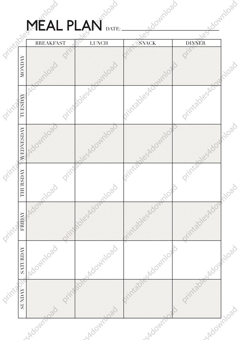 Weekly Meal Plan Calendar Printable Planner Insert 6 Sizes - Etsy