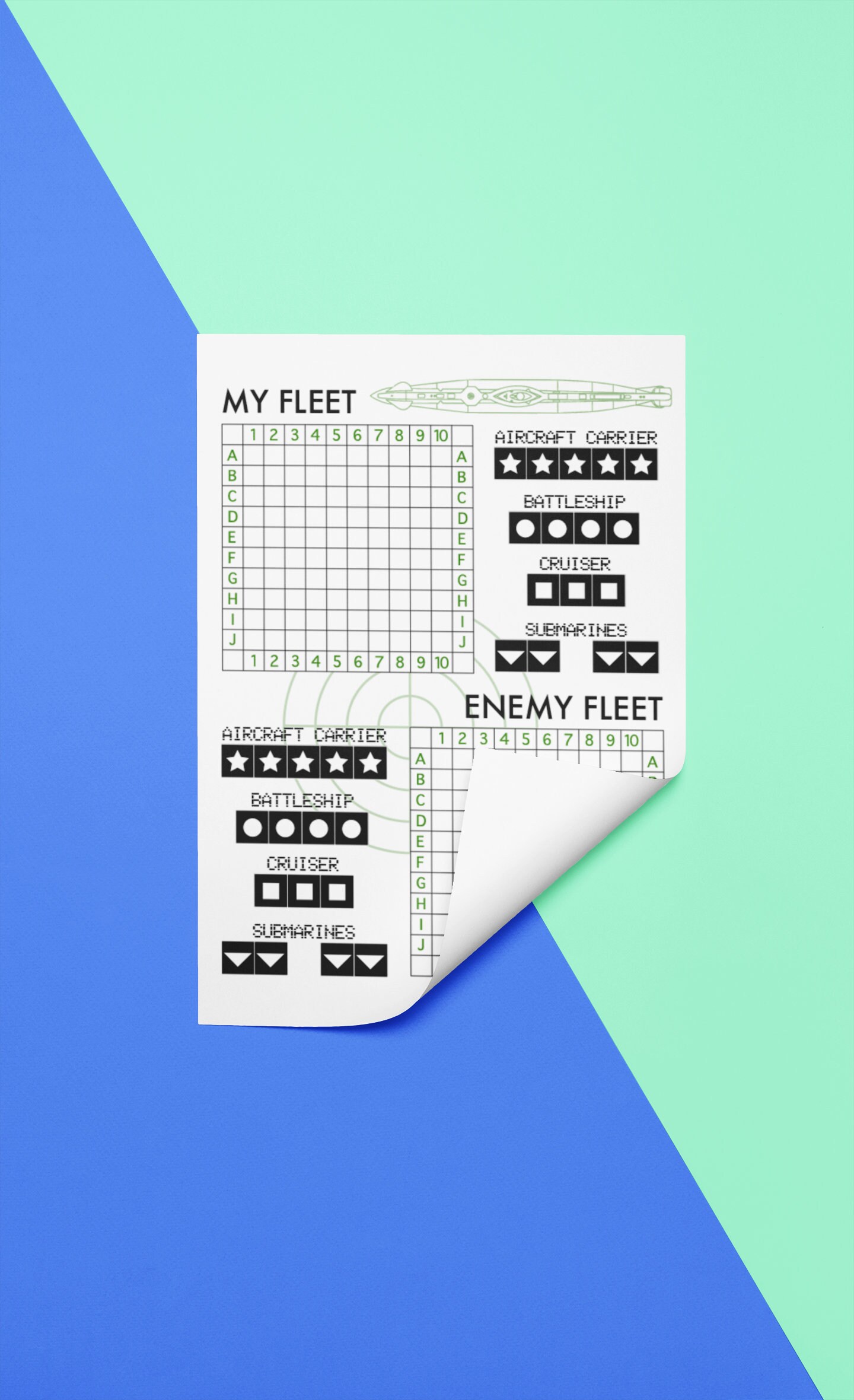 Battleship Game Printable Sheet | High Resolution JPG File 8.5" X 11 ...