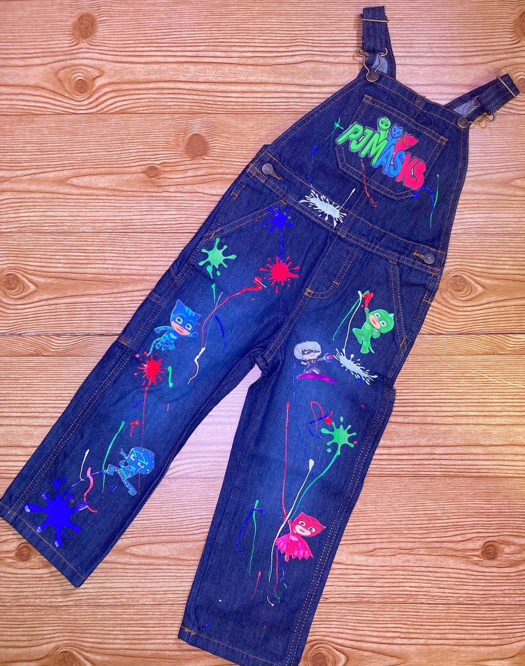 Custom Overalls, Blue Jeans & Skirt, Custom Outfit, Paint Splash Jeans ...