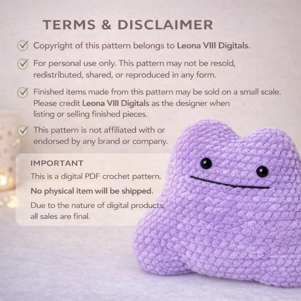 Ditto Crochet Pattern PDF | Beginner Friendly Amigurumi Plush Pattern ...