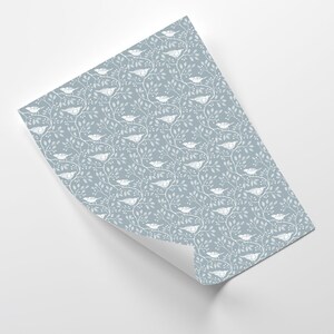 Pale Blue White Birds Dollhouse Wallpaper 1:12 Scale Modern Miniature ...