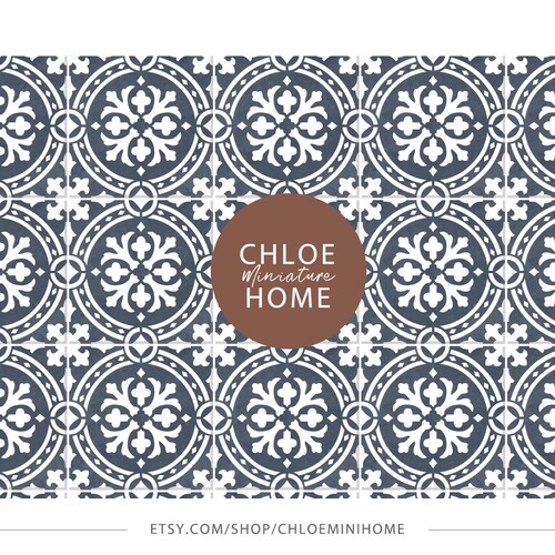 1/12 Cement Tile Effect Dollhouse Miniature Printable Download - Etsy