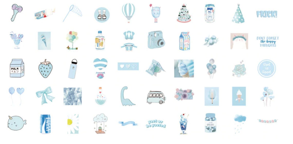 20pcs Cute Blue Aesthetic Kawaii Stickers Vinyl Stickers | Etsy