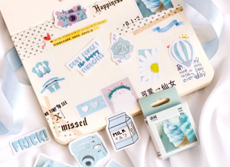 20pcs Cute Blue Aesthetic Kawaii Stickers Vinyl Stickers | Etsy