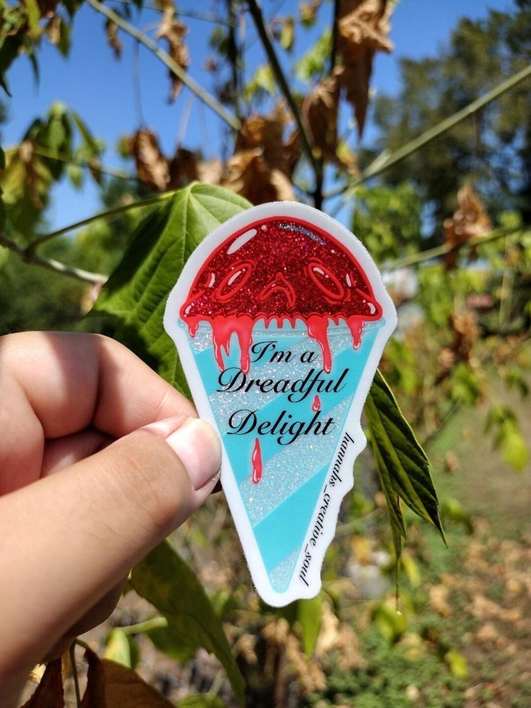 Glittery Skull Snow Cone Weatherproof and Dishwasher Safe Vinyl Sticker ...