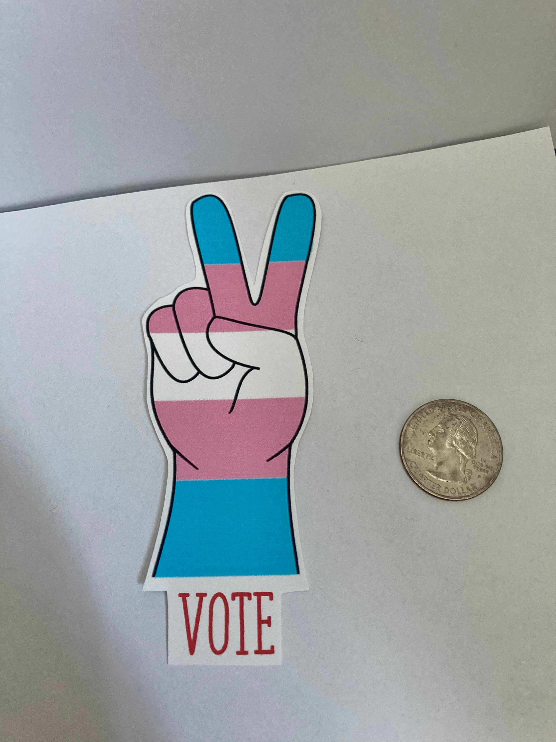 Trans Peace Sign Vote Vinyl Sticker | Etsy