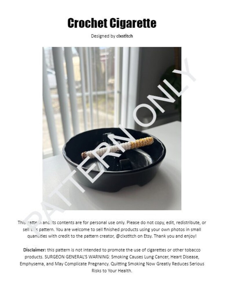 Pattern: Crochet Cigarette - Etsy