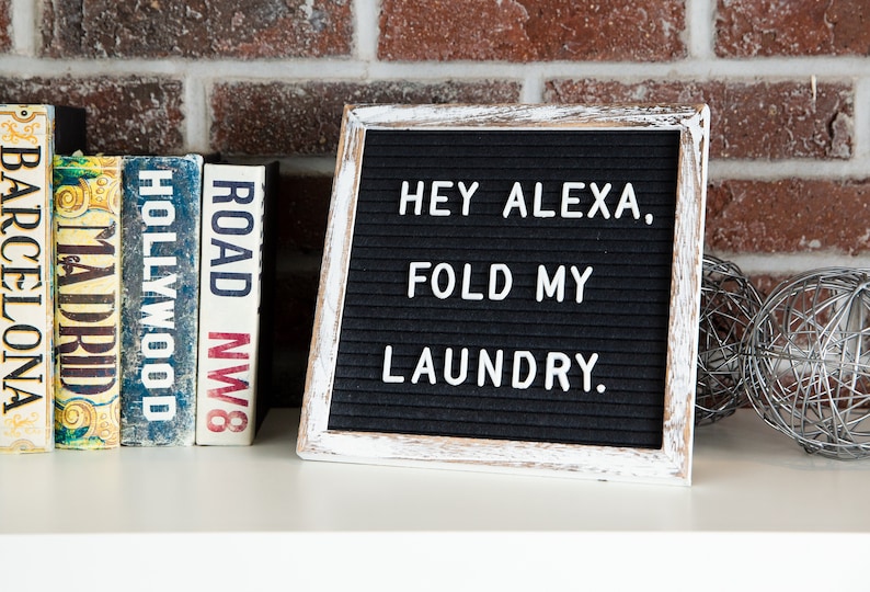 Black Rustic Felt Letter Board 10x10 Frame Stand Cursive | Etsy