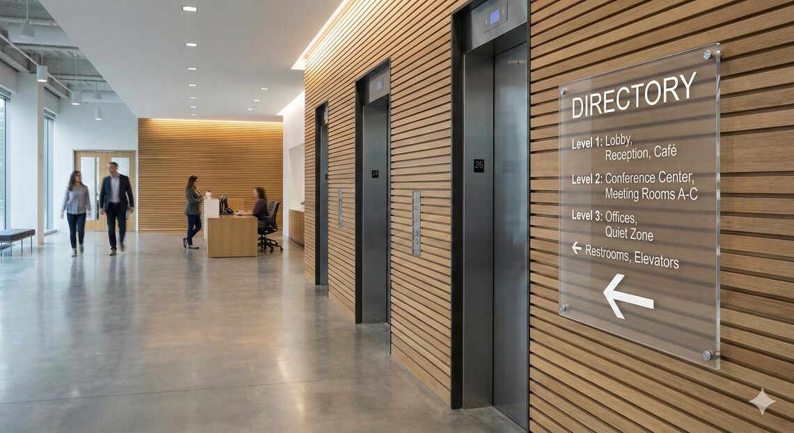 Acrylic Building Wayfinding, Navigation Directional Signs, Custom ...
