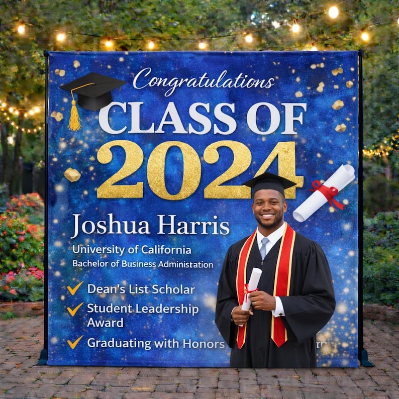 Graduation Backdrop Banner 2026 Class Party Decor, Custom Photo ...