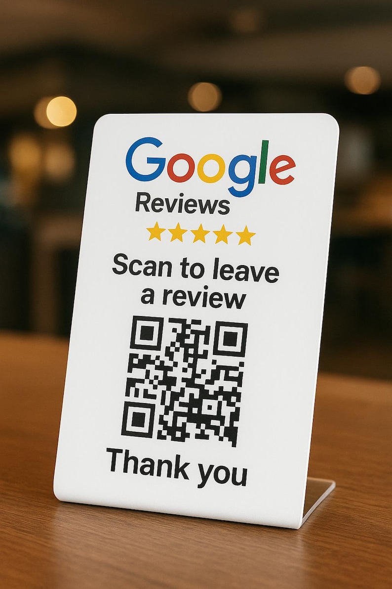 Google Review QR Code Sign for Countertop Display | Tap or Scan to ...