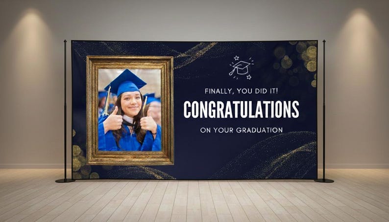 Graduation Backdrop Banner 2026 Class Party Decor, Custom Photo ...