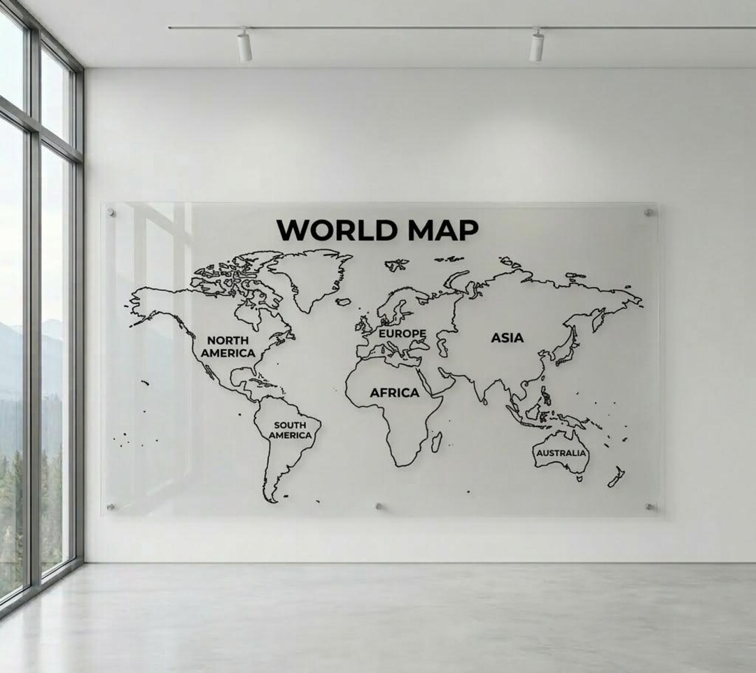 Clear Acrylic World Map Wall Art, Modern Transparent Map Decor - Etsy