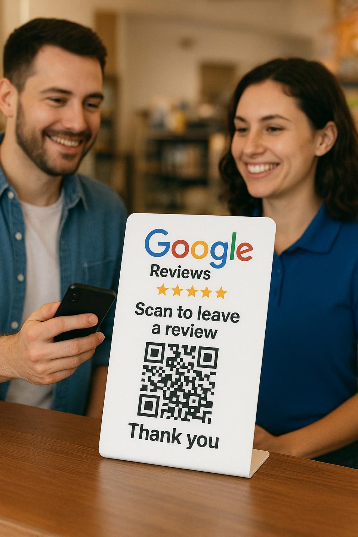 Custom Google Review QR Code Sign | Countertop Display (5x7) - Etsy