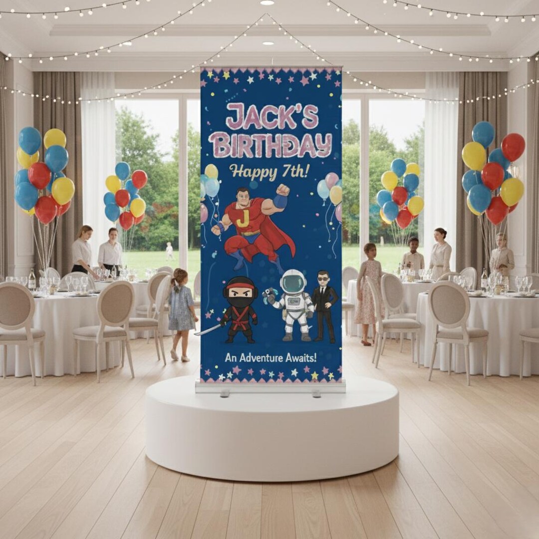 Custom Tension Boys Birthdays Banner Stand - Etsy