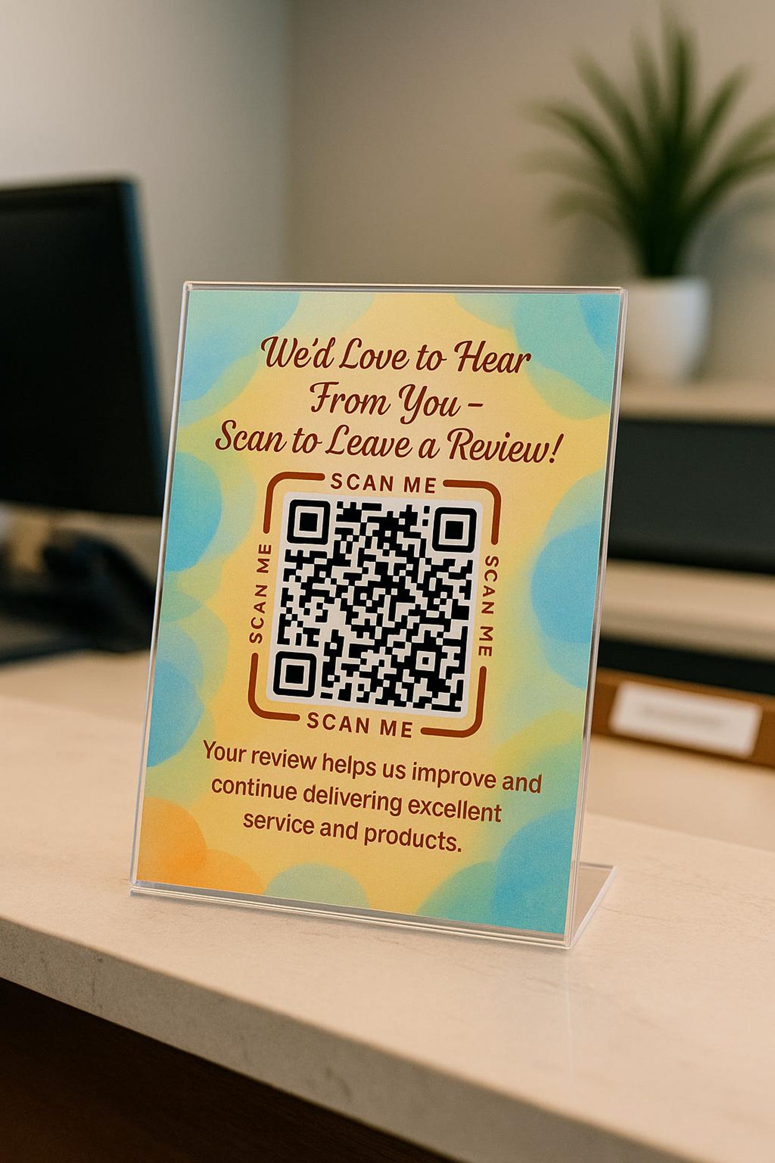 Custom Google Review QR Code Sign | Countertop Display (5x7) - Etsy