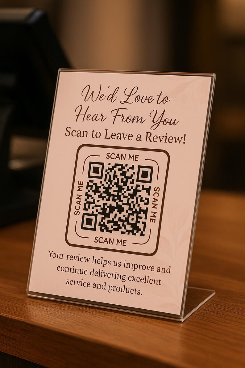 Custom Google Review QR Code Sign | Countertop Display (5x7) - Etsy