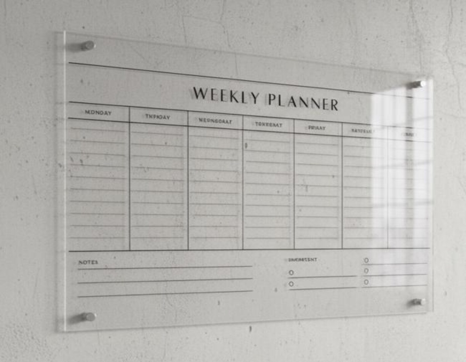 Personalized Acrylic Weekly Planner: Clear Glass, Minimalist Design - Etsy