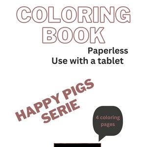 Happy Pigs Series Digital Coloring Book - Instant Download - 4 Funny ...