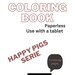 Happy Pigs Series Digital Coloring Book - Instant Download - 4 Funny ...