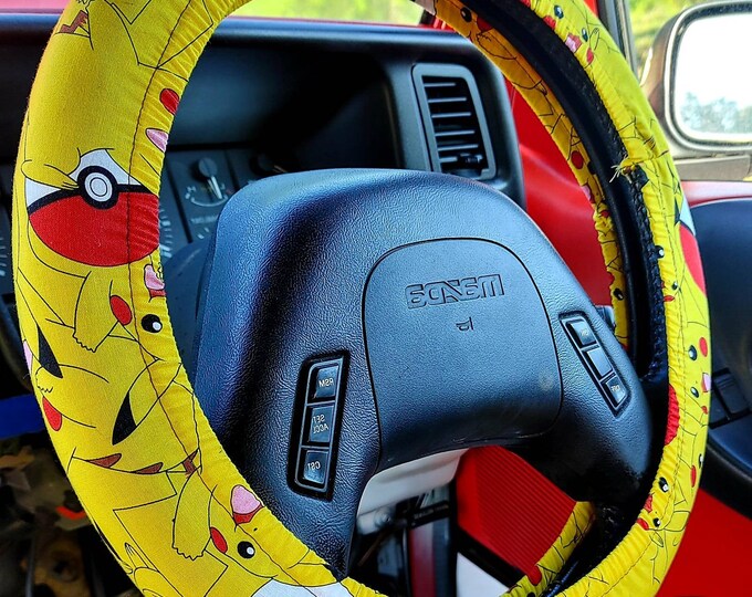 Pokemon Steering Wheel Cover Pikachu Custom Washable Fabric Universal ...