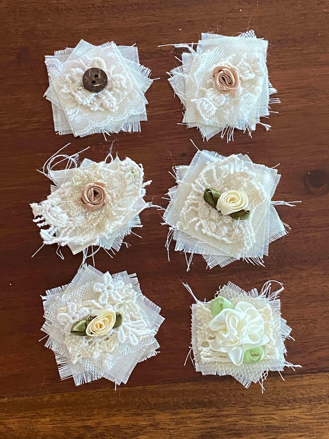 Set 6 Vintage Fabric Cluster Junk Journal Clusters Shabby Chic Clusters ...